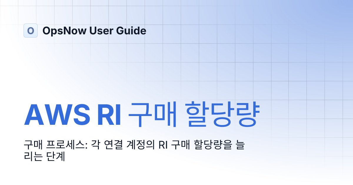 AWS RI 구매 할당량 | OpsNow User Guide