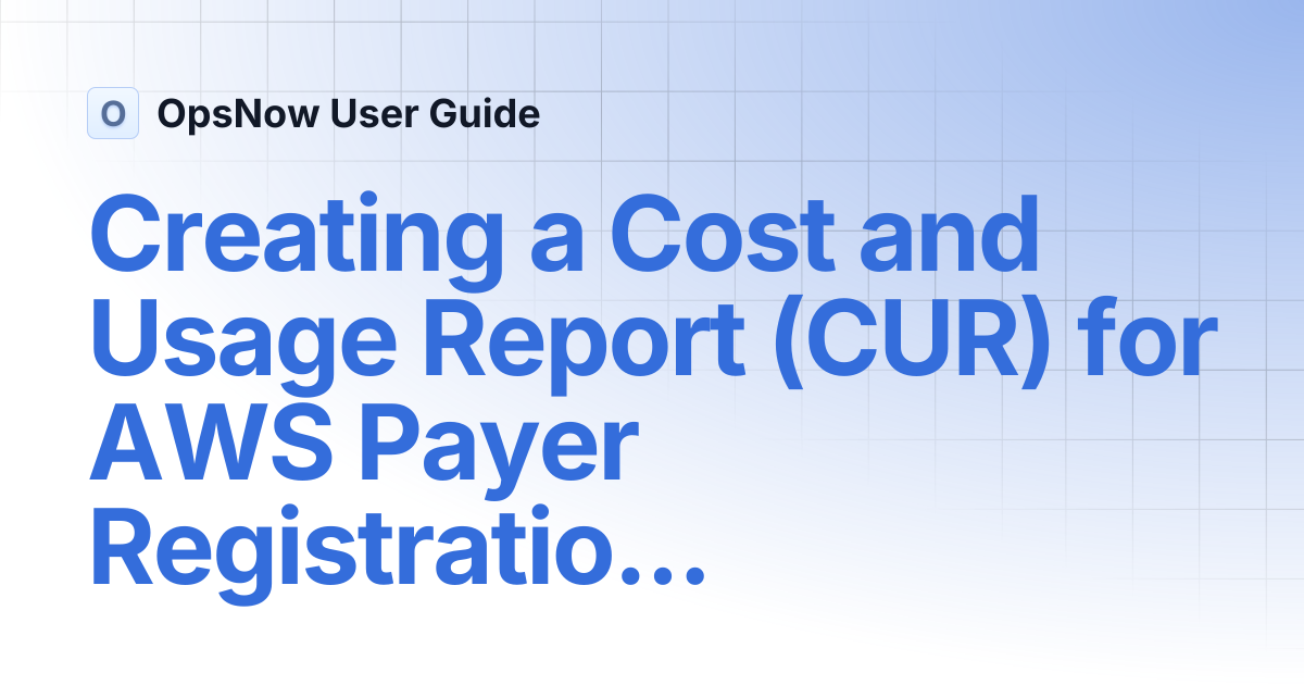 Creating a Cost and Usage Report (CUR) for AWS Payer Registration ...