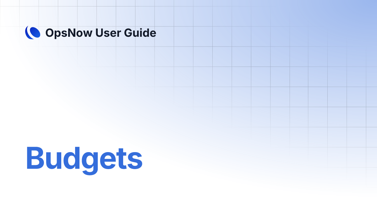 Budgets | OpsNow User Guide