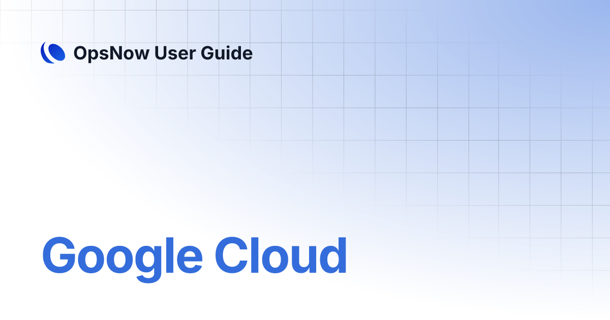 Google Cloud | OpsNow User Guide